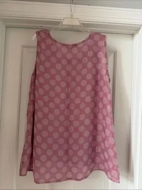 Flax | Tops | Flax By Jeanne Engelhart Pink Polka Dot Sleeveless Linen ...